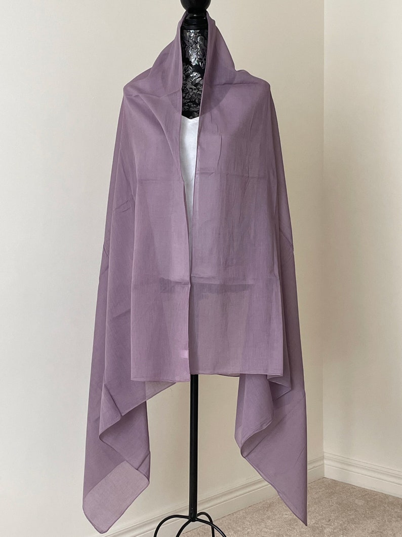 FINE COTTON SCARF, 100% Soft Cotton, Large Size, Lavender Colour, Long ...