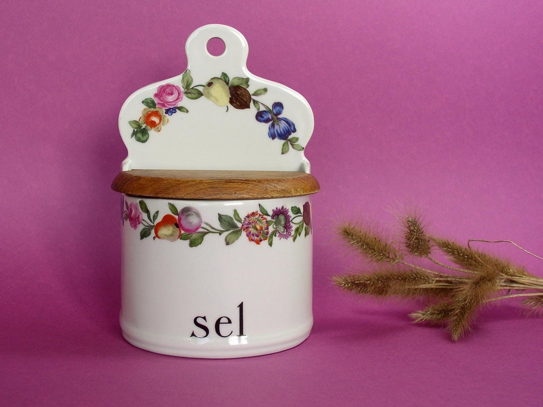 French Porcelain Salt Box. Vintage Salt Box. Bocage Decorative ...