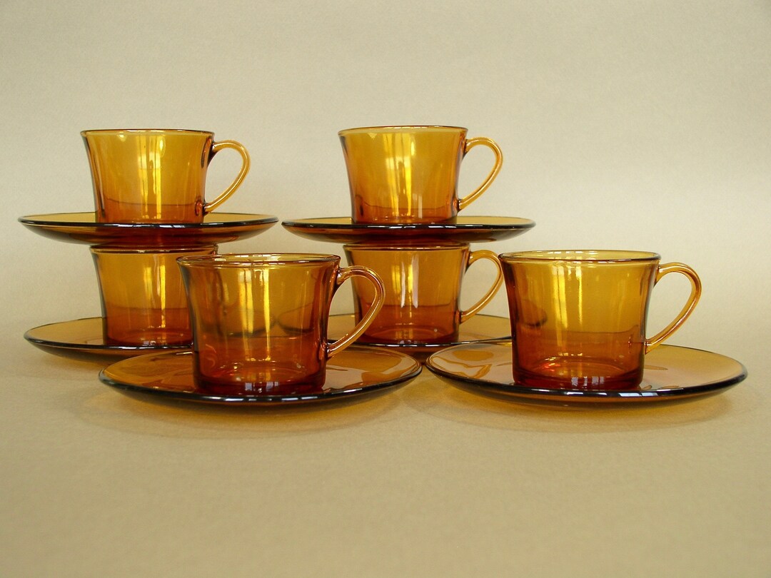 "duralex" Cups With Their Saucers. Vintage "duralex" Set. Antique ...