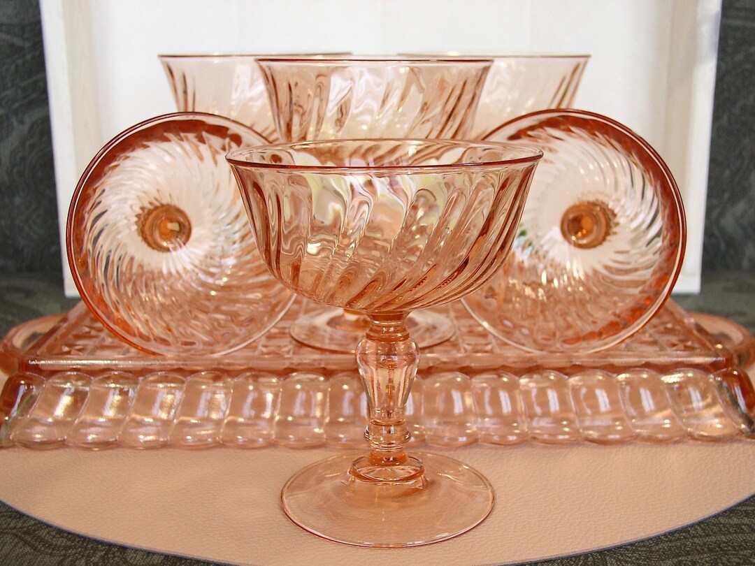 Six luminarc Champagne Cups. Vintage French Rose Champagne Cups. Old ...