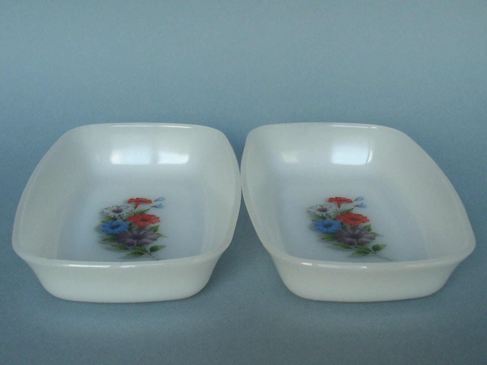 Set of Two White Floral Arcopal Dishes Retro Serving Dish - Etsy