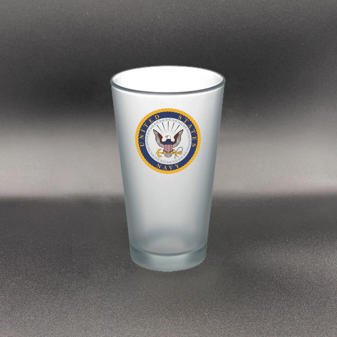 US Navy Pint Glass, US Navy Beer Glass, US Navy Frosted Pint Glass ...