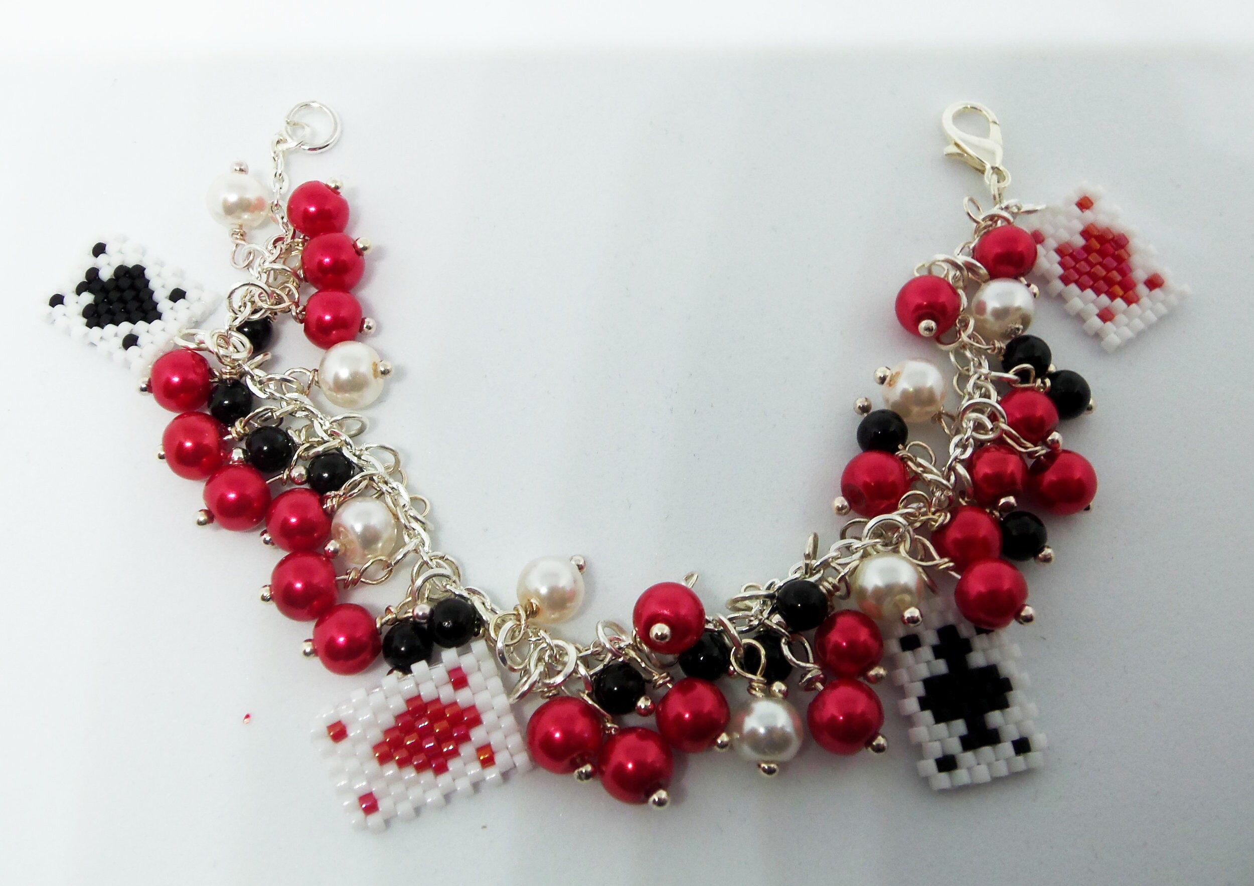 Beaded Playing Card Charm Bracelet With Miyuki Delica Seed Beads and ...
