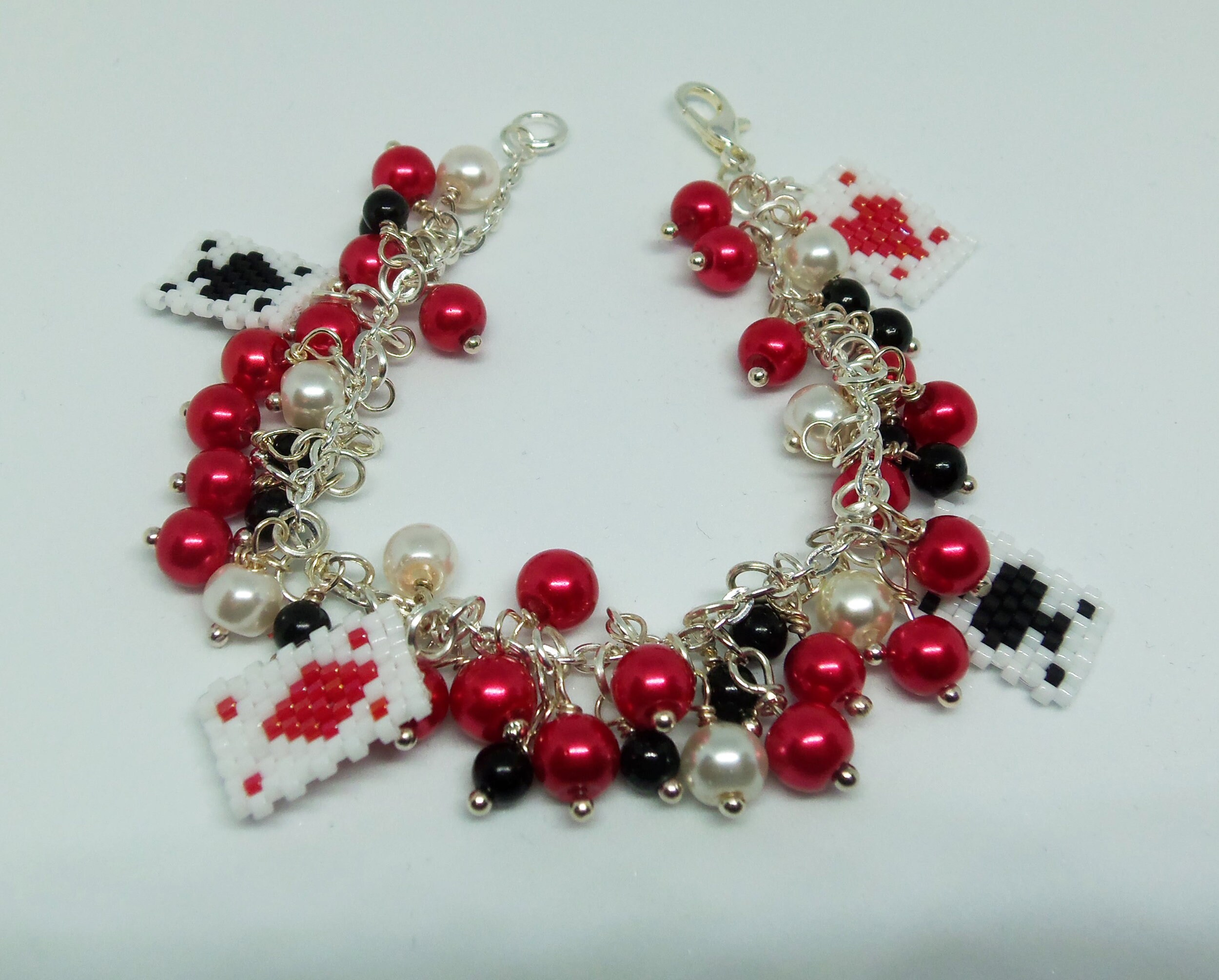 Beaded Playing Card Charm Bracelet With Miyuki Delica Seed Beads and ...