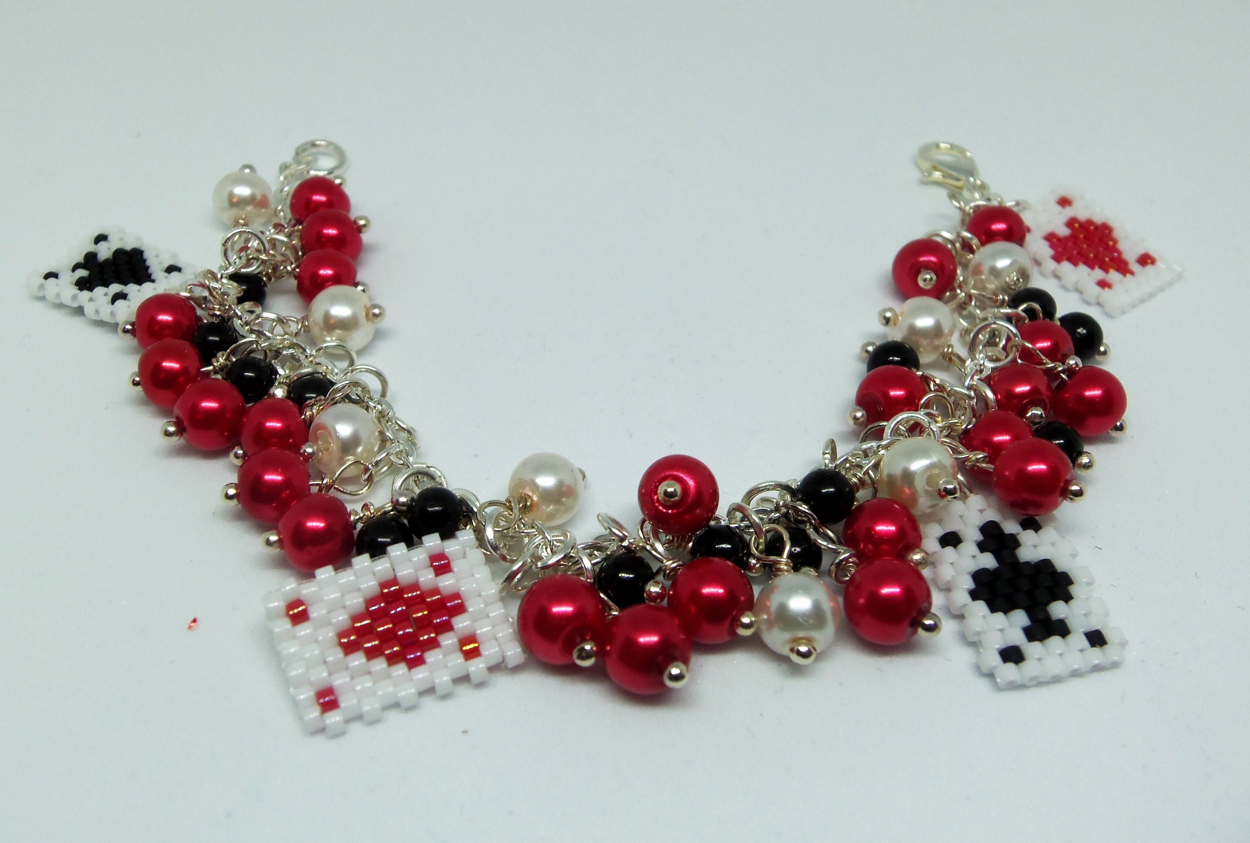 Beaded Playing Card Charm Bracelet With Miyuki Delica Seed Beads and ...