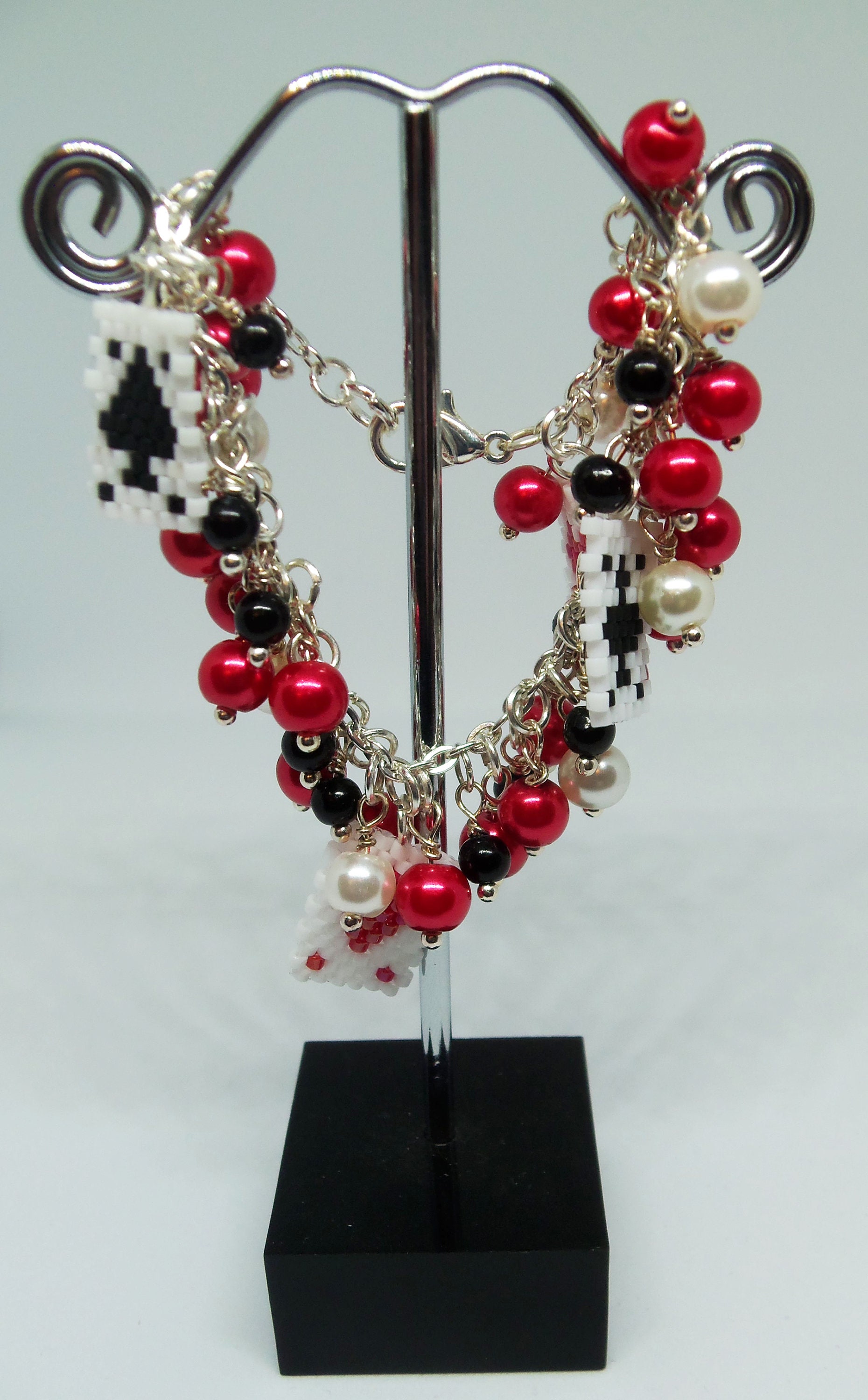 Beaded Playing Card Charm Bracelet With Miyuki Delica Seed Beads and ...