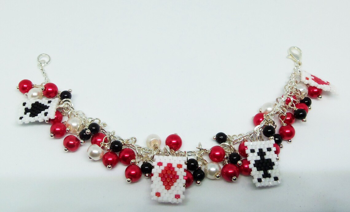 Beaded Playing Card Charm Bracelet With Miyuki Delica Seed - Etsy