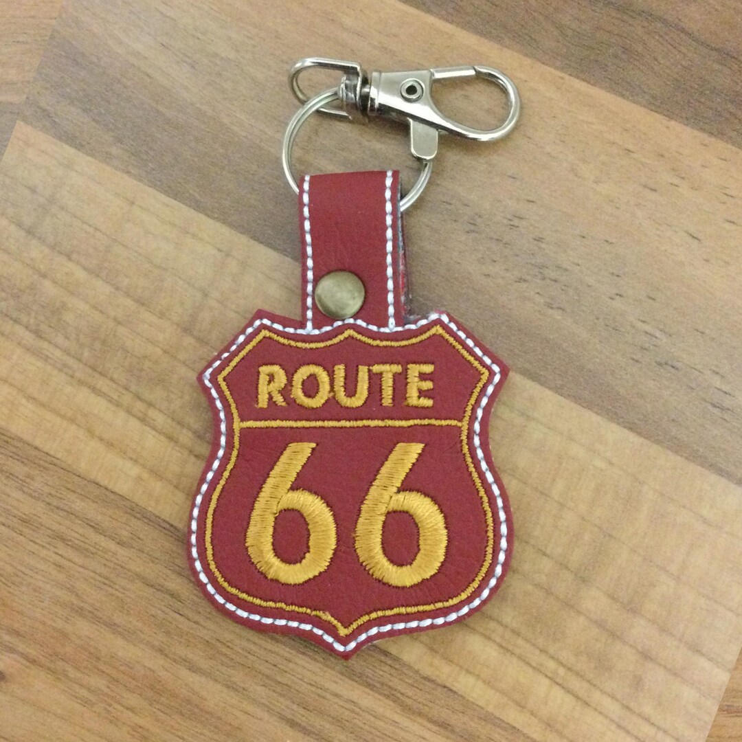 ROUTE 66 Embroidered Keychain/keyring. - Etsy