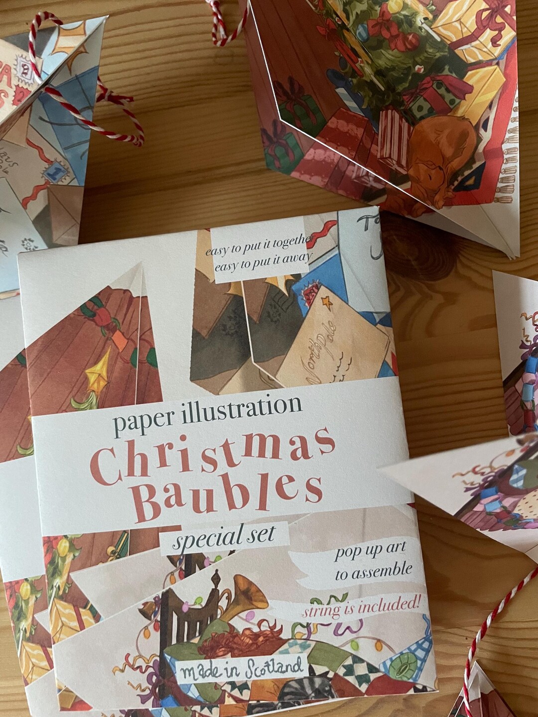 Christmas Paper Illustrated Baubles Set - Etsy