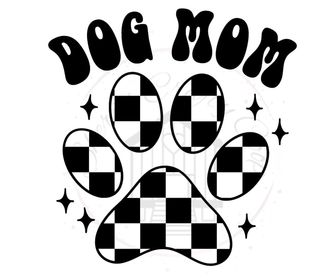 Dog Mom Checkered Paw Print DTF Transfer Print Ready to Press - Etsy