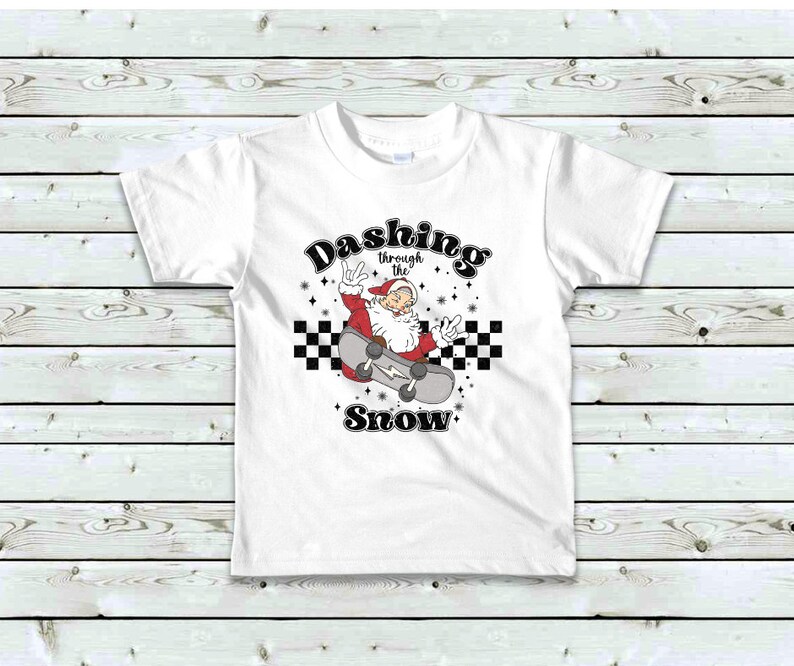 Dashing Through the Snow Snowboard Santa DTF Transfer Print(only) Ready ...