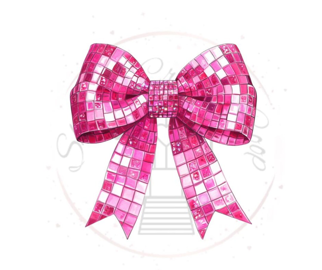 Pink Disco Coquette Bow- Valentines Day DTF Transfer Prints- Ready to ...