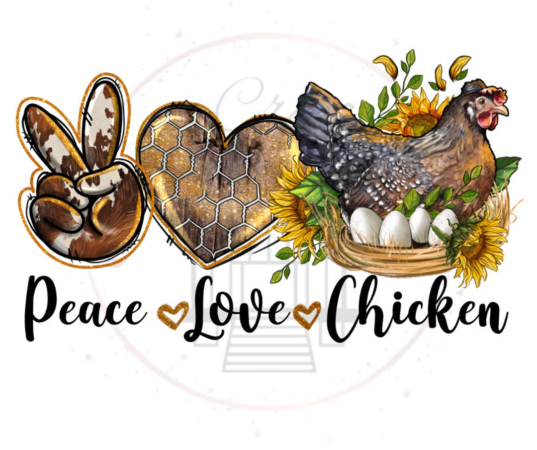 Cow Print Peace, Love & Chickens Full Colored DTF Transfer Print(only ...
