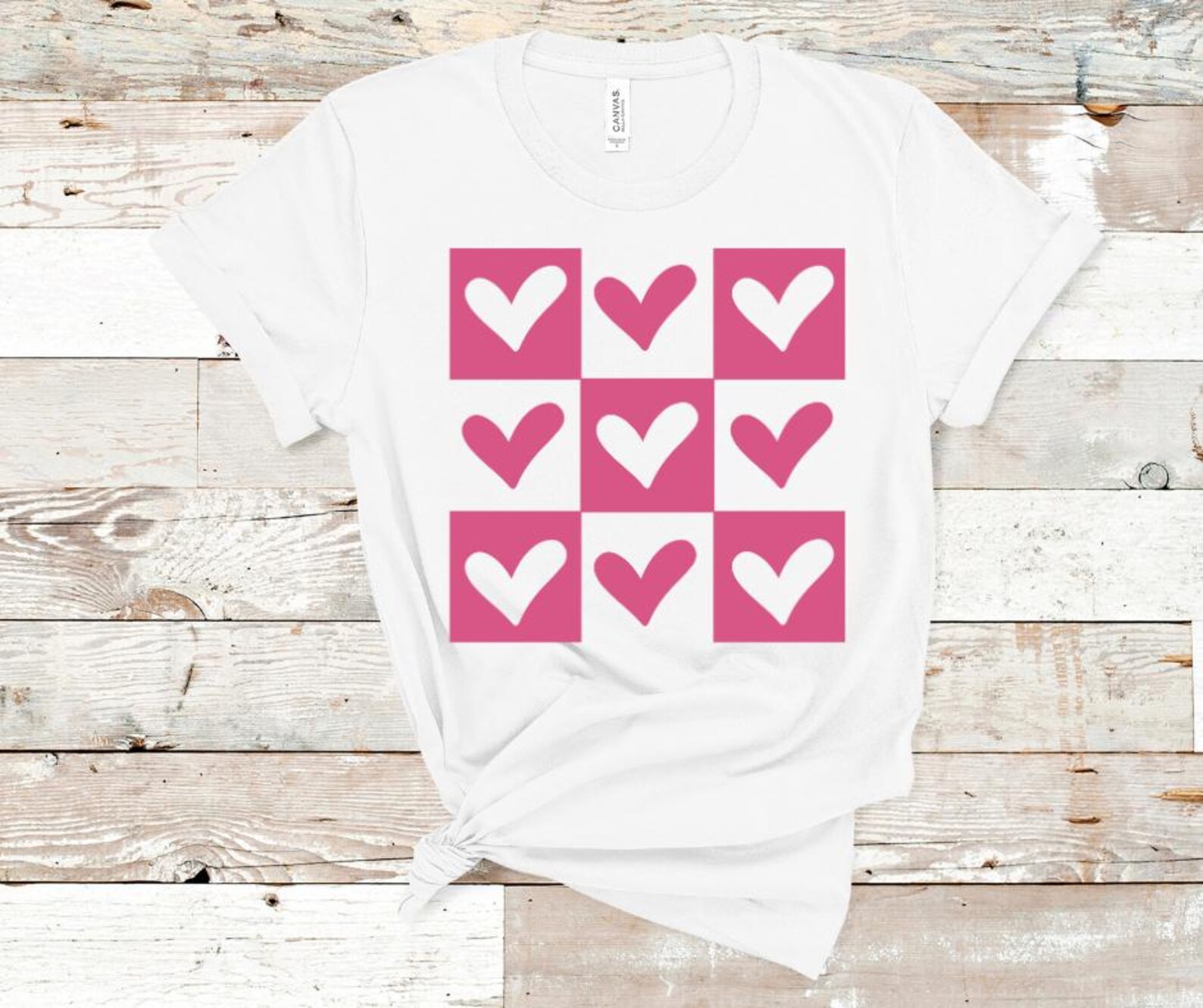 Retro Pink Hearts- Valentines Day DTF Transfer Prints- Ready to Press ...