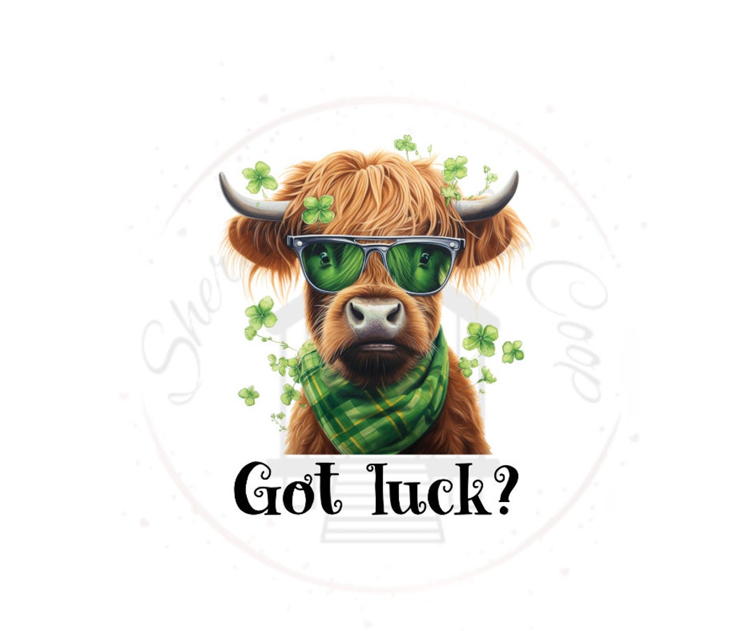 Got Luck Highland Cow St. Patricks Day DTF Transfer Print Ready to ...