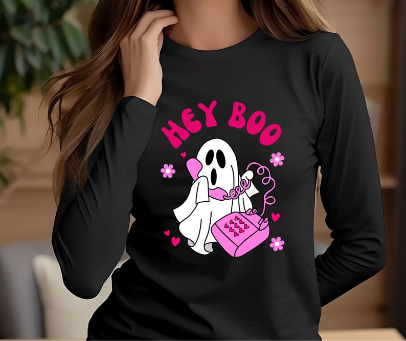 Hey Boo-cute Ghost DTF Transfer Print- Ready to Press - Etsy