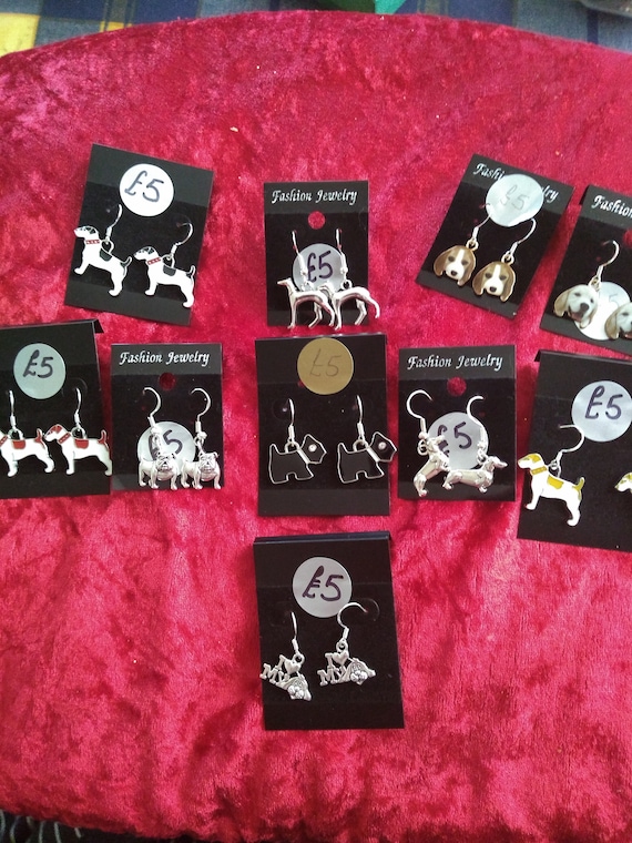 Dog Themed Earrings With 925 Sterling Silver Wire Hooks | Etsy