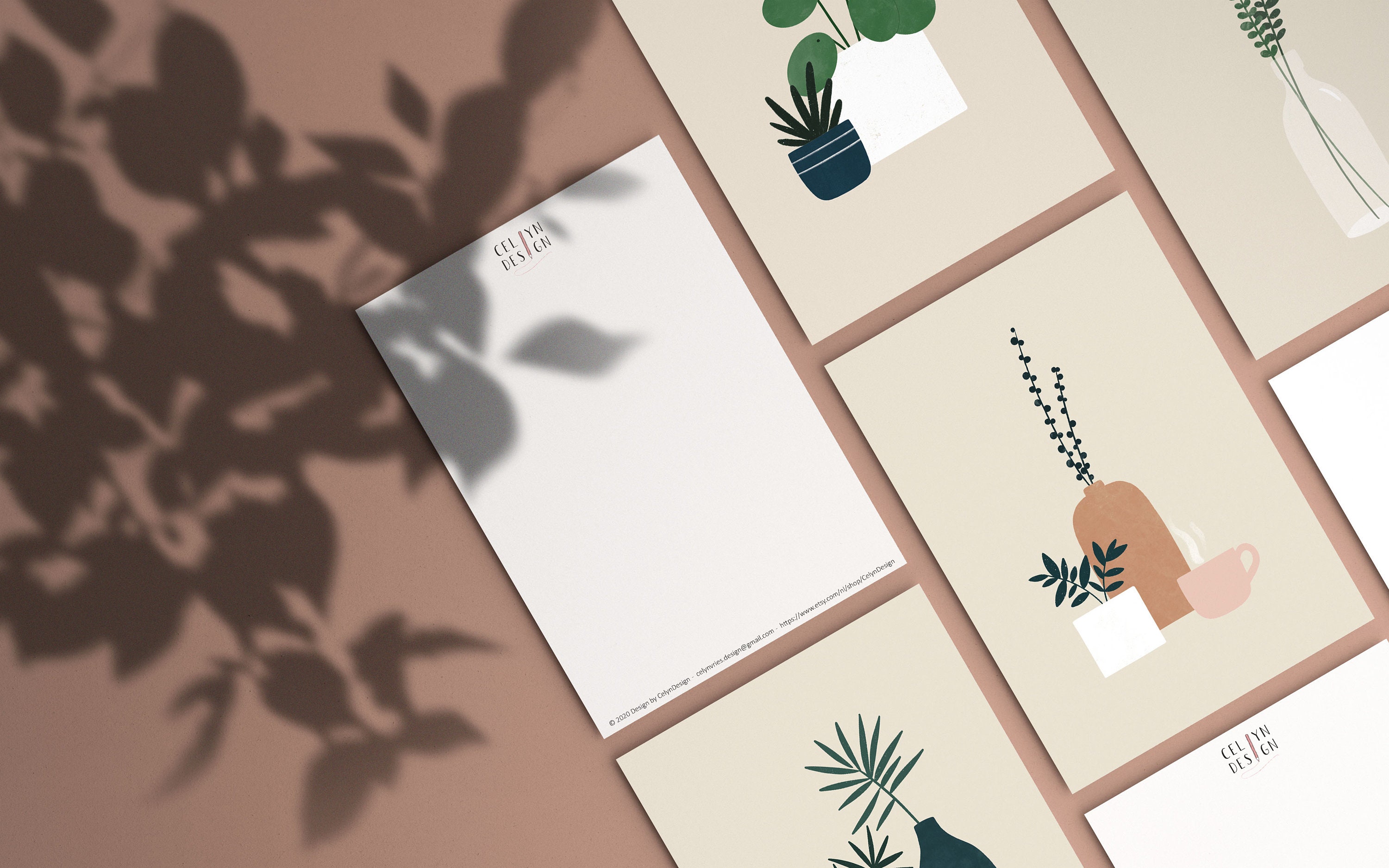 A6 Postcards Set of 4 Minimalistic Plant Collection - Etsy
