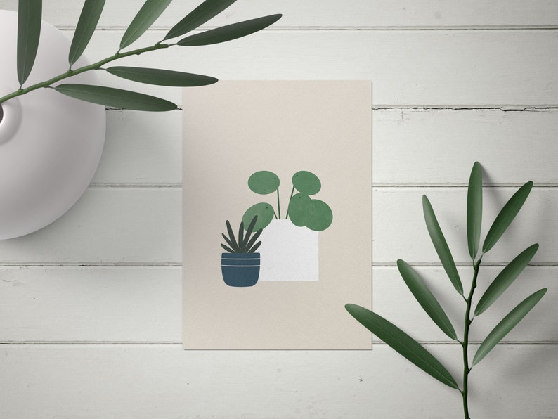 A6 Postcards Set of 4 Minimalistic Plant Collection - Etsy