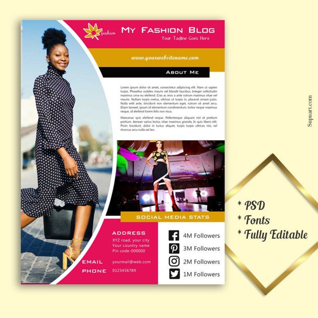 FASHION Media Press Kit Template, Blogger Media Kit, Two Pages Template ...