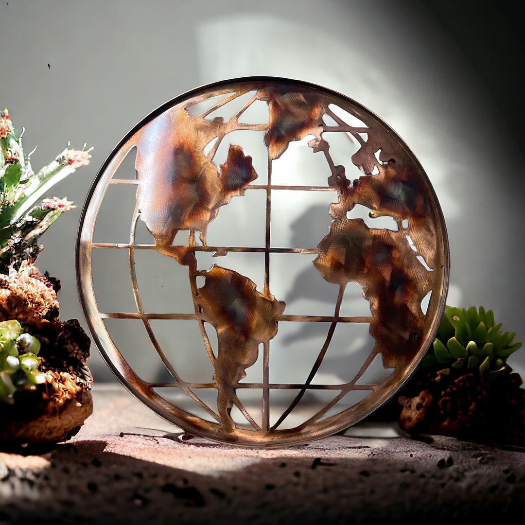 Handcrafted Copper and Bronzed Plated World Globe 24" - Etsy