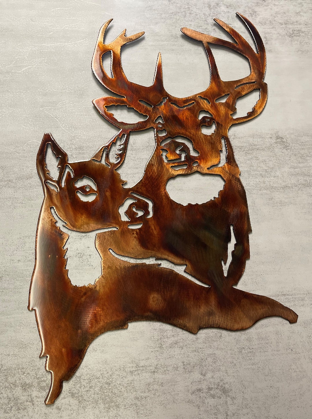 Deer Pair - Copper and Bronze Heat Treated Wall/furniture Accent - 17 ...
