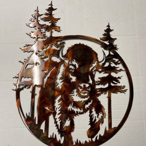 Bison/buffalo Wildlife Metal Wall Art Accent - 18" X 14" - Etsy