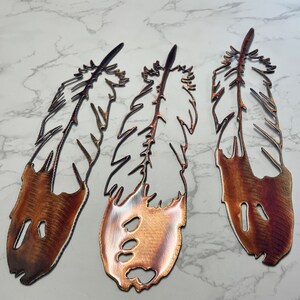 Metal Wall Accent Feather Trio Southwestern Decor Accents - Etsy