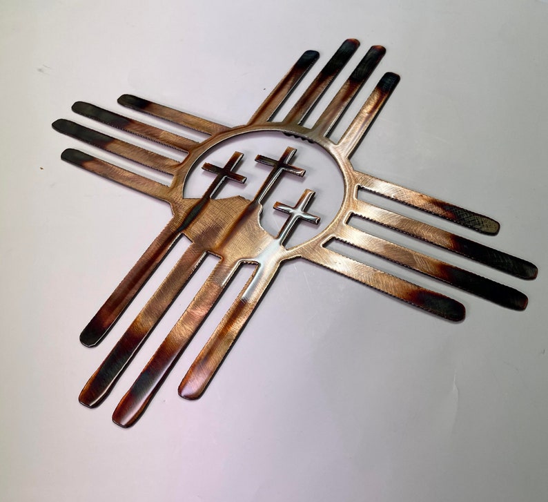3 Cross Zia Metal Wall Art Copper and Bronzed Plated - Etsy