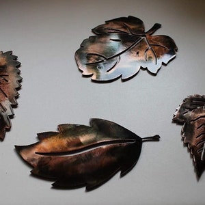 Metal Wall Art Leaf Set (4) Small Copper/plated - Etsy