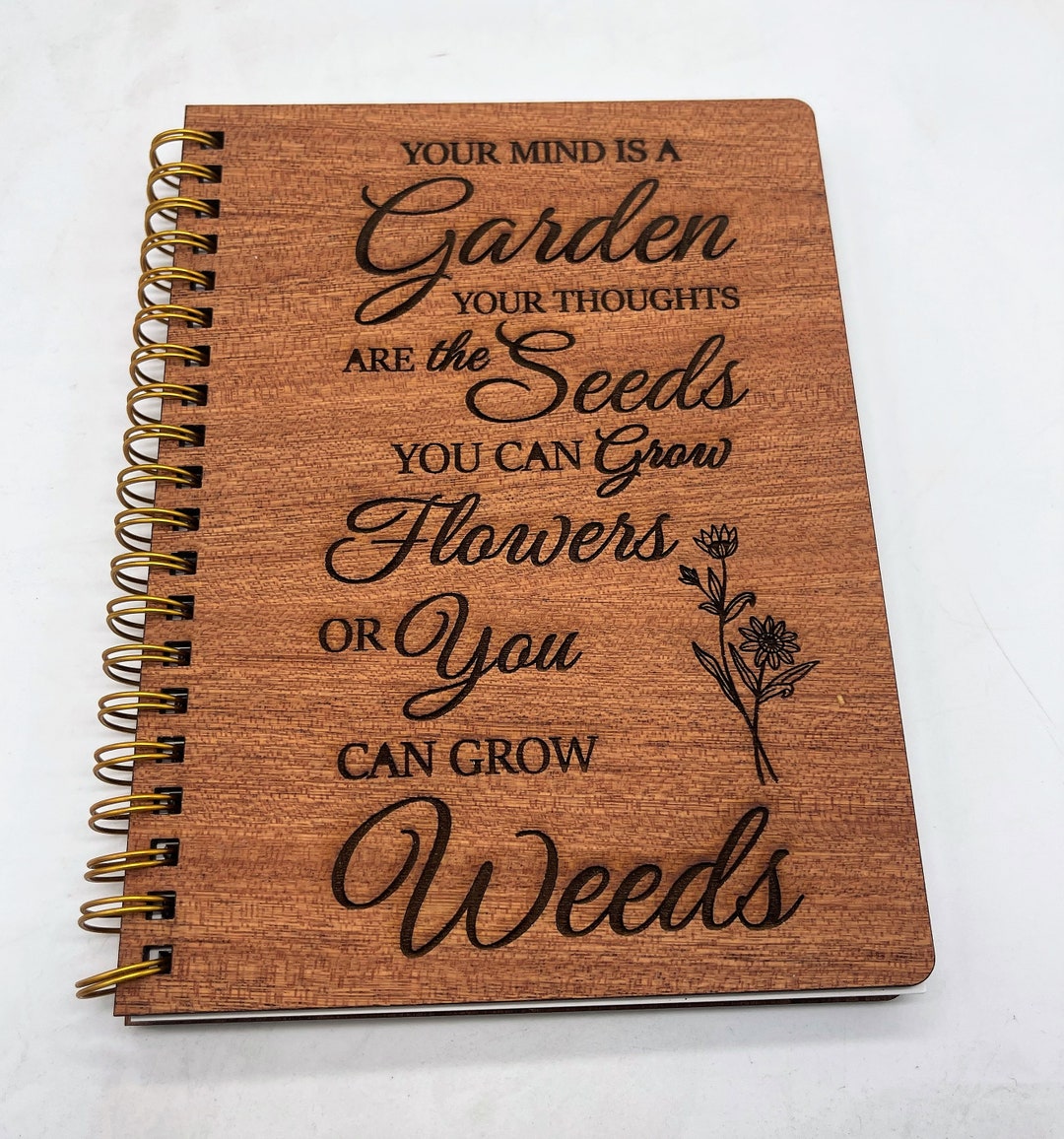 Your Mind is a Garden Engraved Wooden Notebook - Etsy