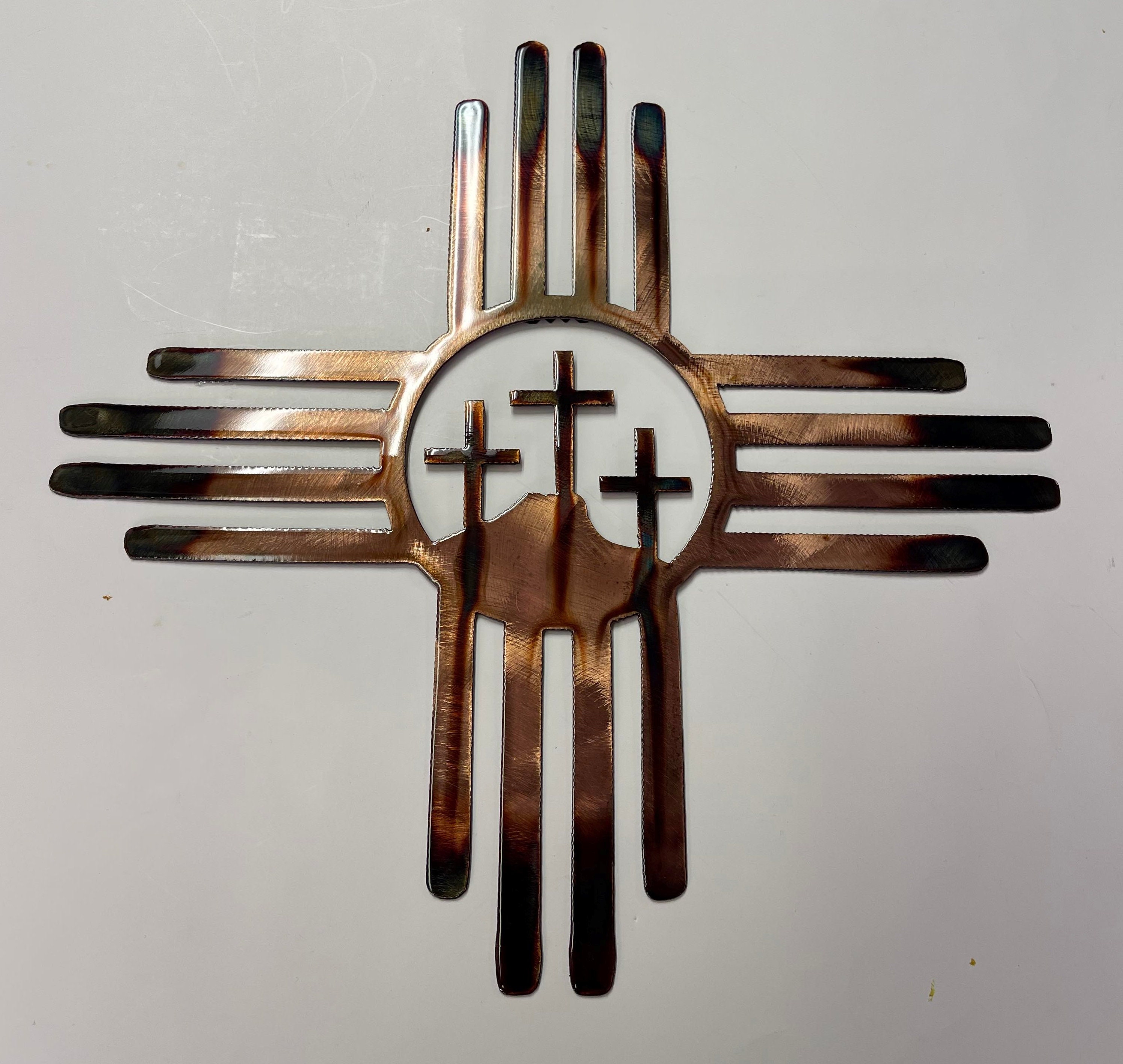 3 Cross Zia Metal Wall Art Copper and Bronzed Plated - Etsy