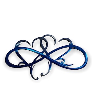 Dual Infinity Hearts - Blue & Blue Metal Wall Art Accent Two Hearts ...