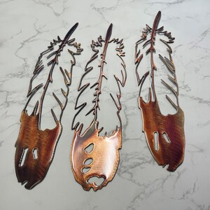 Metal Wall Accent Feather Trio Southwestern Decor Accents - Etsy