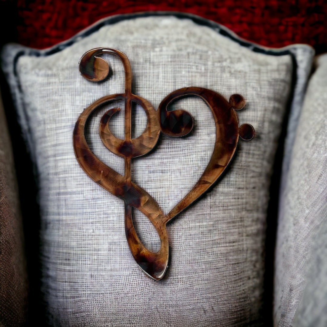 Musical Note Clef Heart Metal Wall Art Style 2 Choose 9" Tall, 13" Tall ...