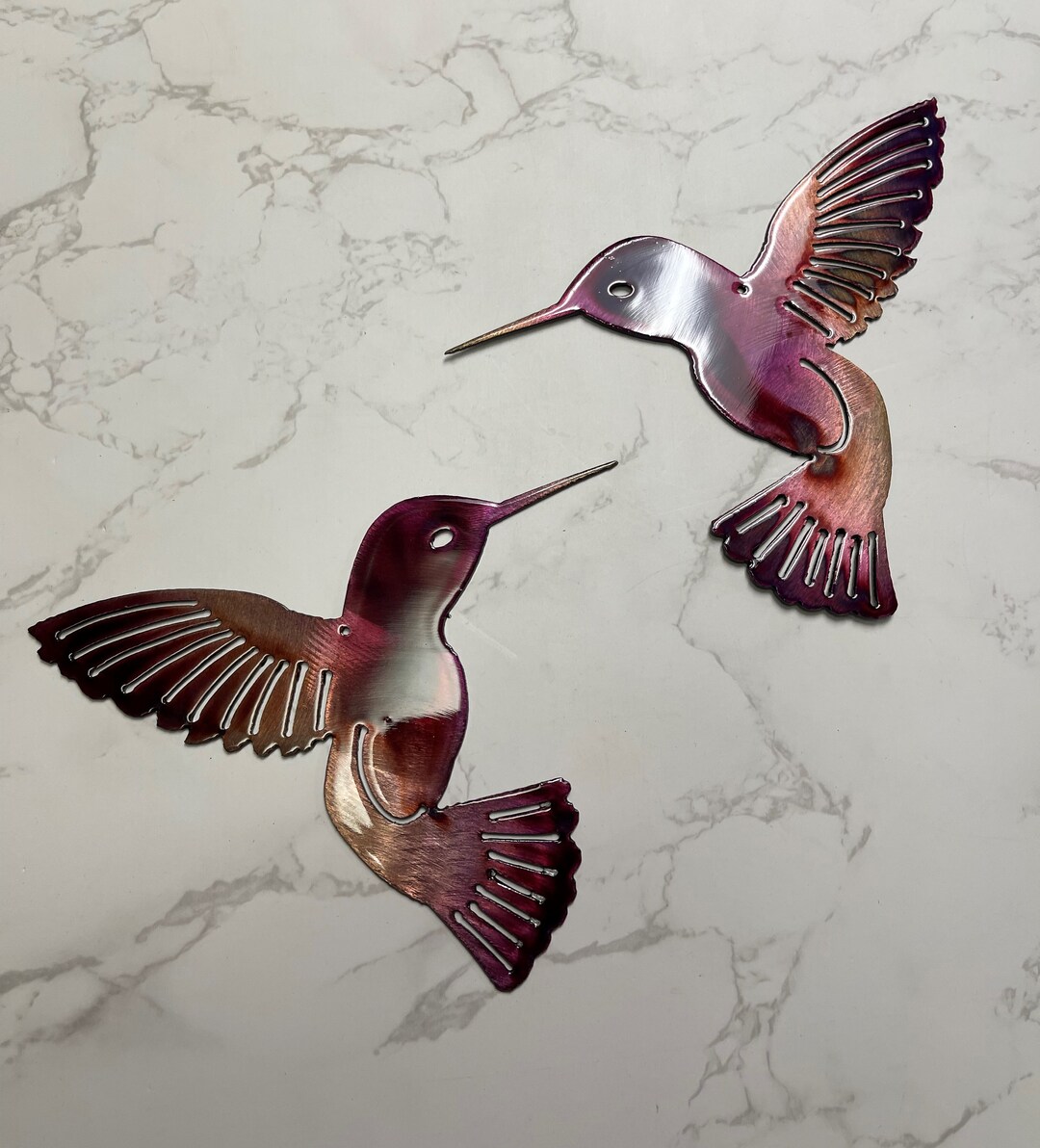 Hummingbird Copper Purple Pair Metal Wall Art Décor 6" X 6" Each - Etsy