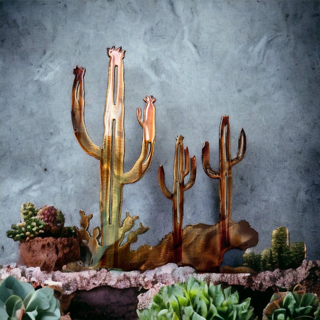 Arizona Cactus Trio Metal Wall Art - Etsy