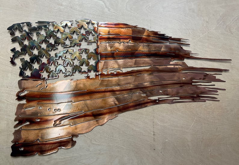 Tattered American Flag, Metal Art, Metal Wall Art, Home Decor, Metal ...