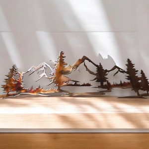 Living in the Mountains Copper Plated Metal Art Scene - Trees and ...