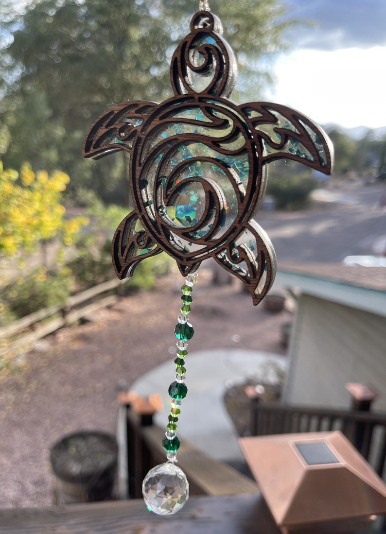 Swimming Sea Turtle Sun Catcher/ornament/car Charm - Etsy