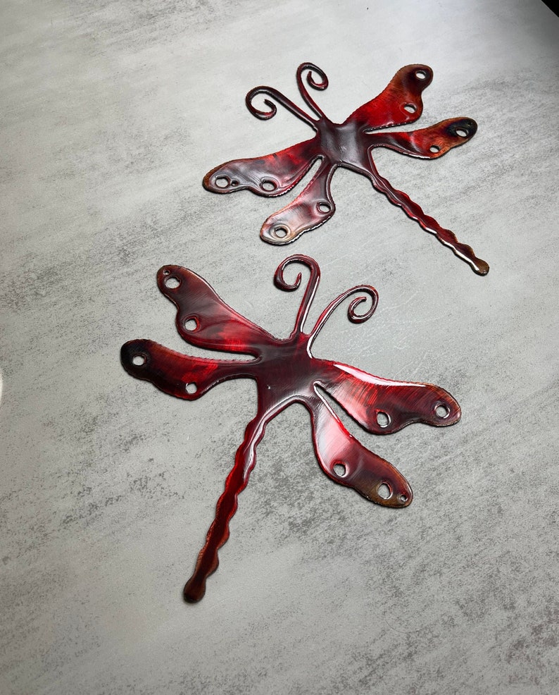 Dragonfly Metal Wall Art Decor in Our Royal Red Finish 7" X 6 3/4" Each ...