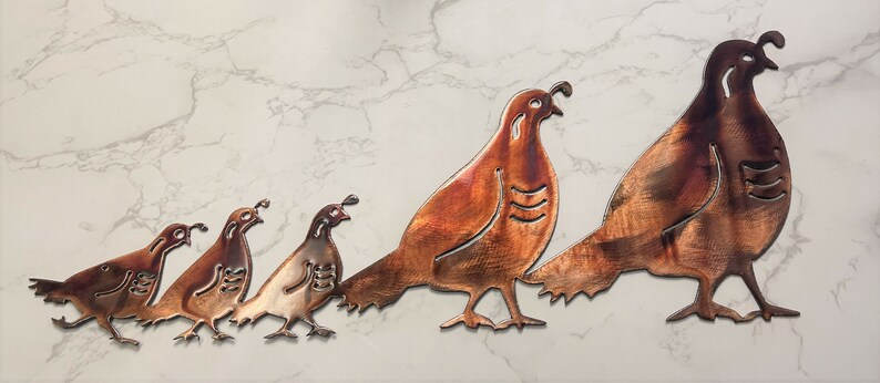 Arizona Quail Family - Metal Wall Art - Copper 17" X 7" or Larger - Etsy