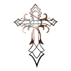 Ornamental Cross Metal Wall Art Decor - Copper/bronze Plated ...