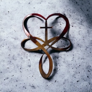 Eternal Love: Infinity Heart Cross Metal Wall Art - Steel, Copper ...