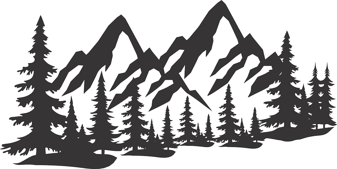 Copper Plated Metal Art Scene - Trees and Snowcapped Mountains Taller ...