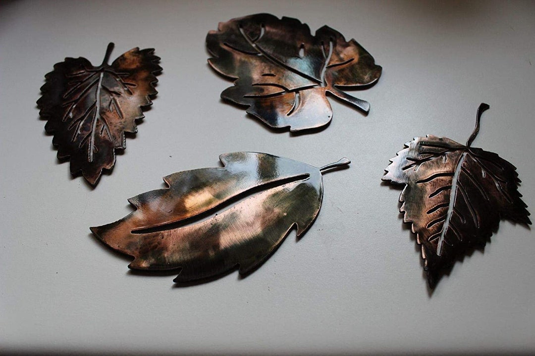Metal Wall Art Leaf Set (4) Small Copper/plated - Etsy