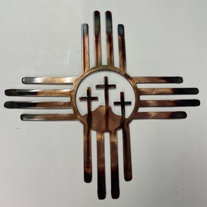 3 Cross Zia Metal Wall Art Copper and Bronzed Plated - Etsy