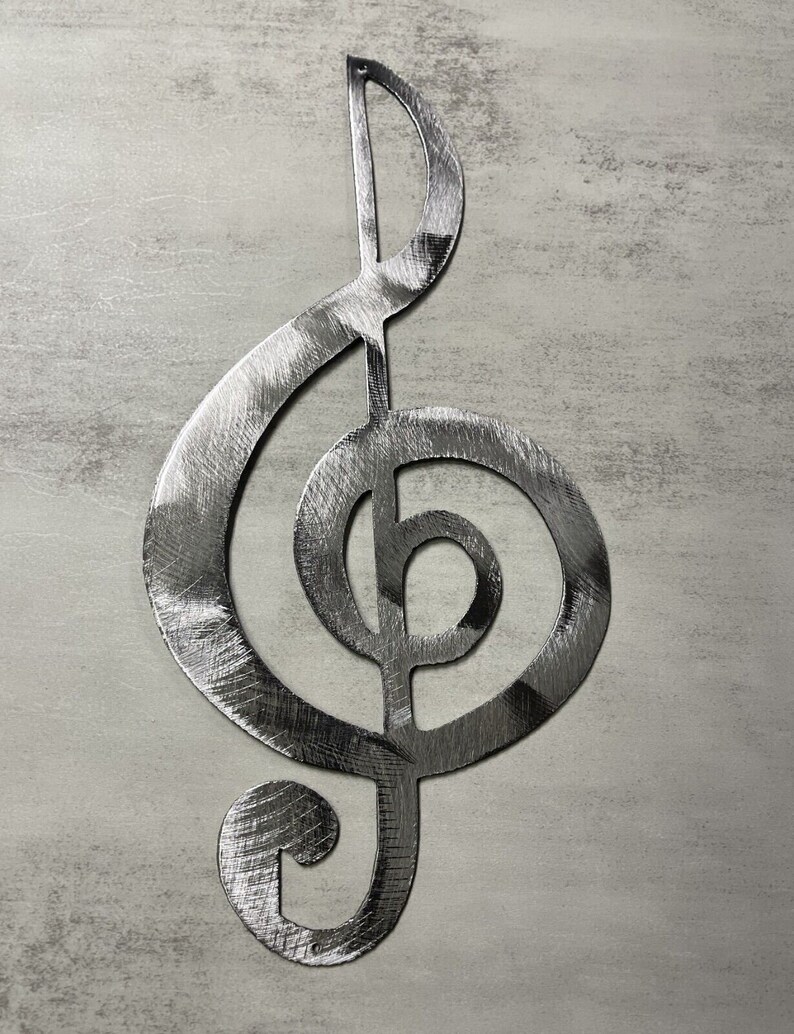 Treble Clef - Musical Note Music Metal Wall Accent 12"x 6" and Larger 4 ...
