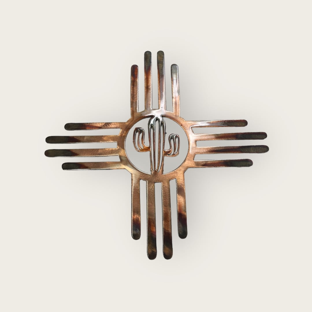 Zia Metal Wall Art Copper & Bronzed Plated With Cactus Center ...