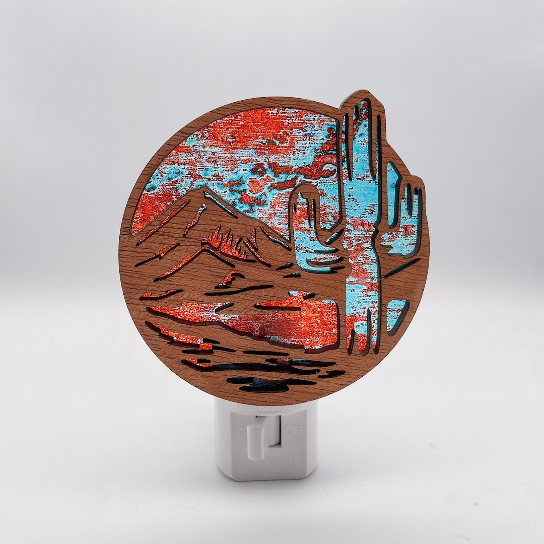 Desert Scene Western Acrylic and Wood Night Light - Etsy